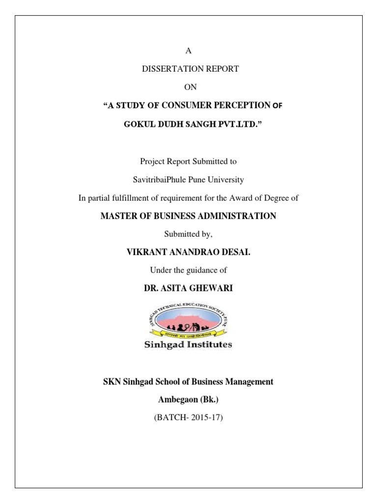 Study On Consumer Behaviour | PDF | Thesis | Master Of Business ...