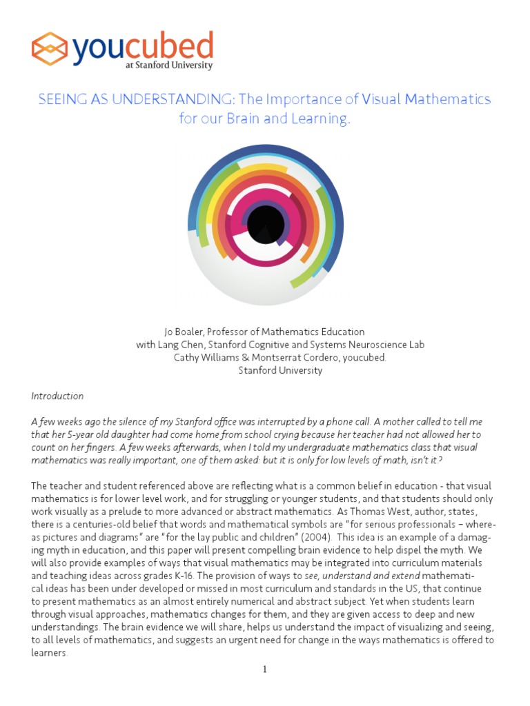 Visual Mathematics: Enhancing Learning | PDF | Embodied Cognition ...