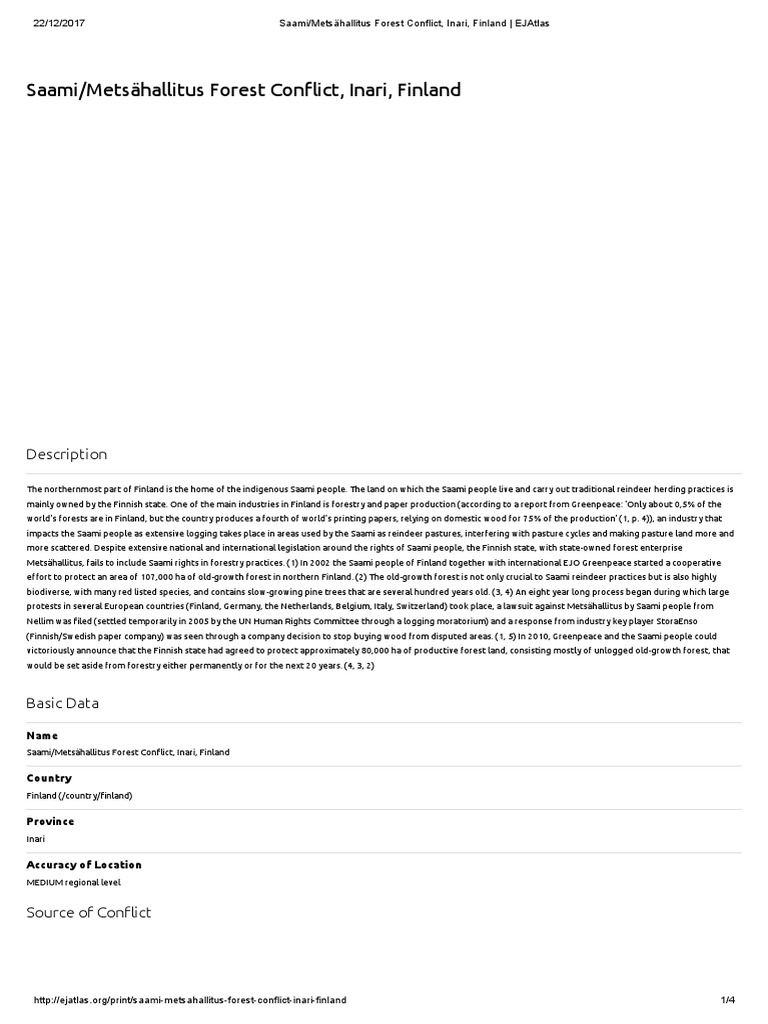 Saami - Metsähallitus Forest Conflict, Inari, Finland - EJAtlas | PDF ...