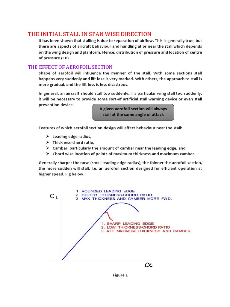 The Initial Stall in Span Wise Direction | PDF | Stall (Fluid Mechanics ...