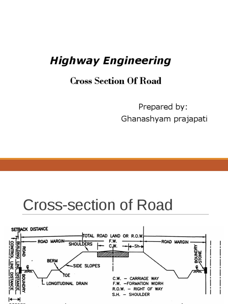 Highway Engineering: Cross Section of Road | PDF | Lane | Road