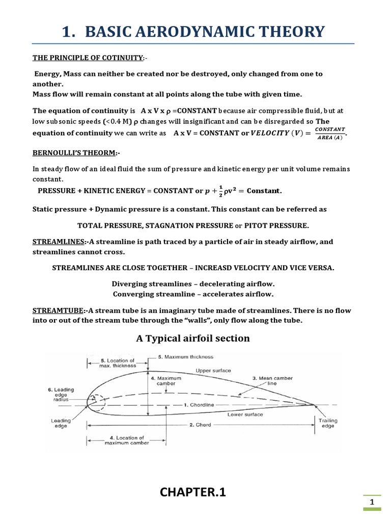 Basic Aerodynamic Theory: Low Subsonic Speeds ( 0.4 M) | PDF | Airfoil ...