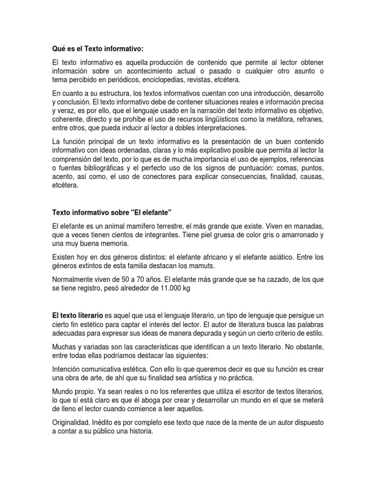 Texto Informativo y Literario | PDF | Novelas | Autor