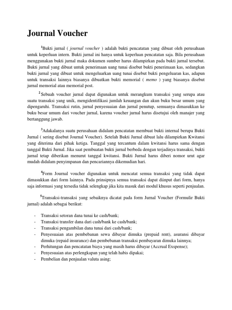 Panduan Lengkap Journal Voucher | PDF