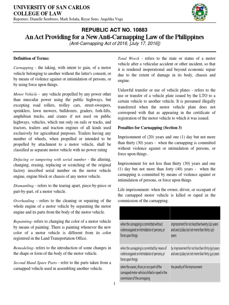 Ra 10883 PDF | PDF | Murder | Carjacking