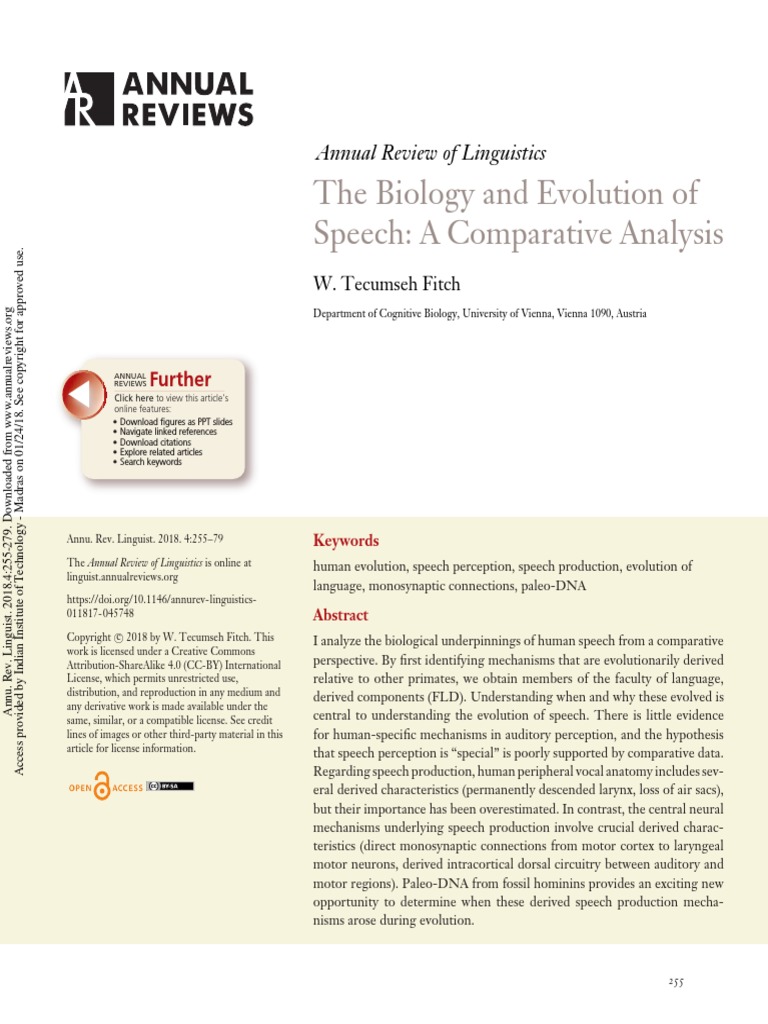 The Biology and Evolution of Speech | PDF | Hominidae | Ape
