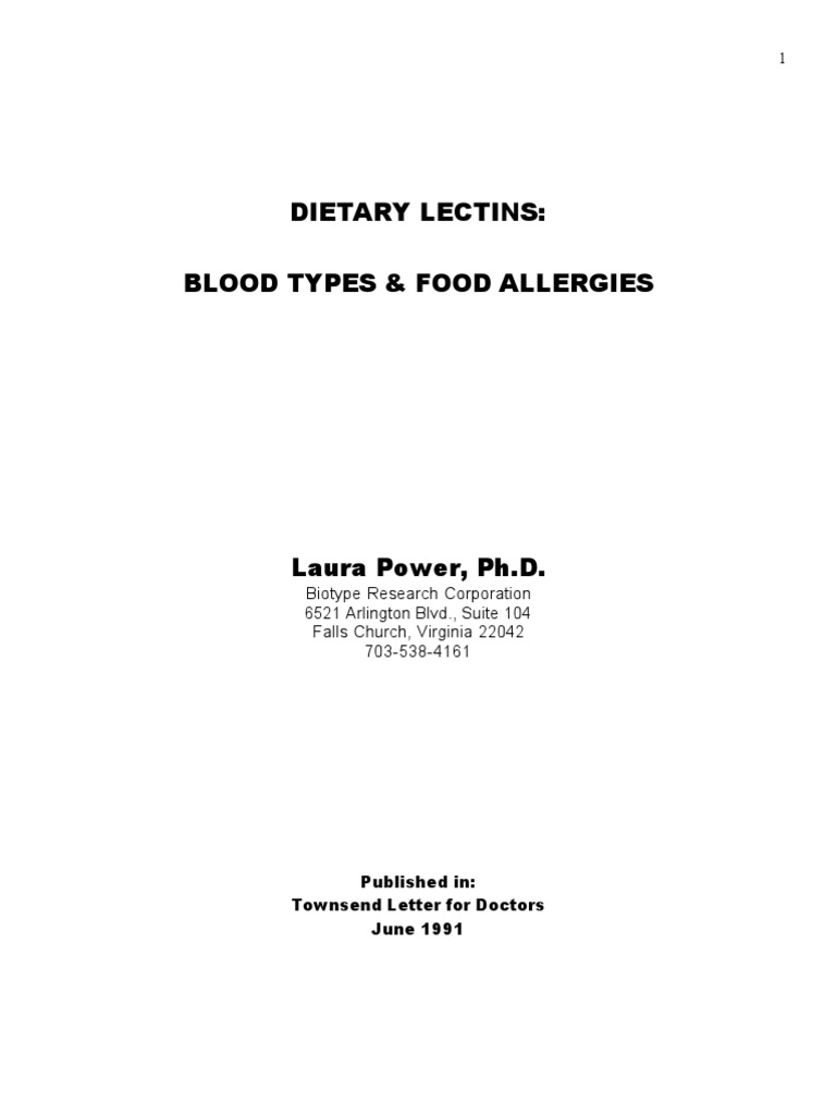 Food and Lectins | PDF | Allergy | Blood Type