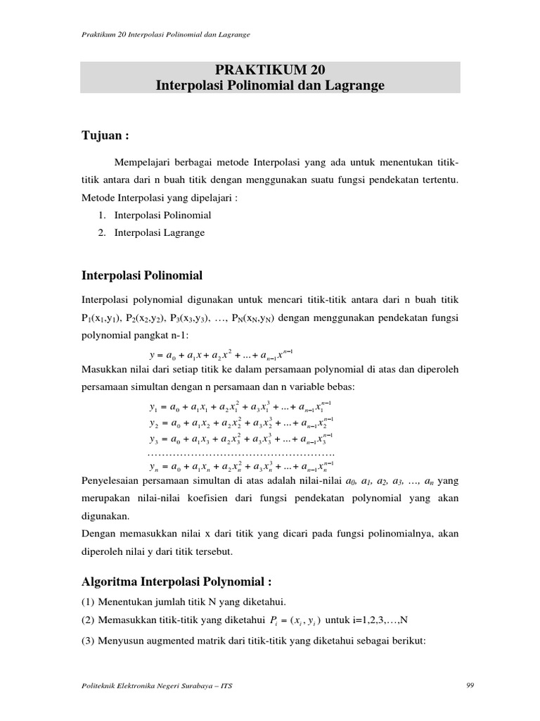 Interpolasi Polinomial dan Lagrange | PDF | Metode & Bahan Ajar