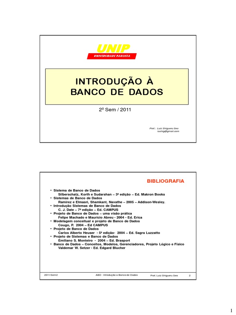 Introducao A Banco de Dados | PDF | Sistema de informação | Bancos de dados