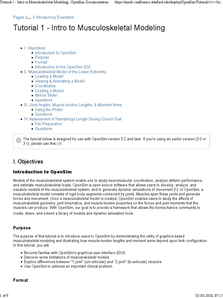 Introduction to Musculoskeletal Modeling with OpenSim: Exploring Muscle Lengths, Moment Arms ...
