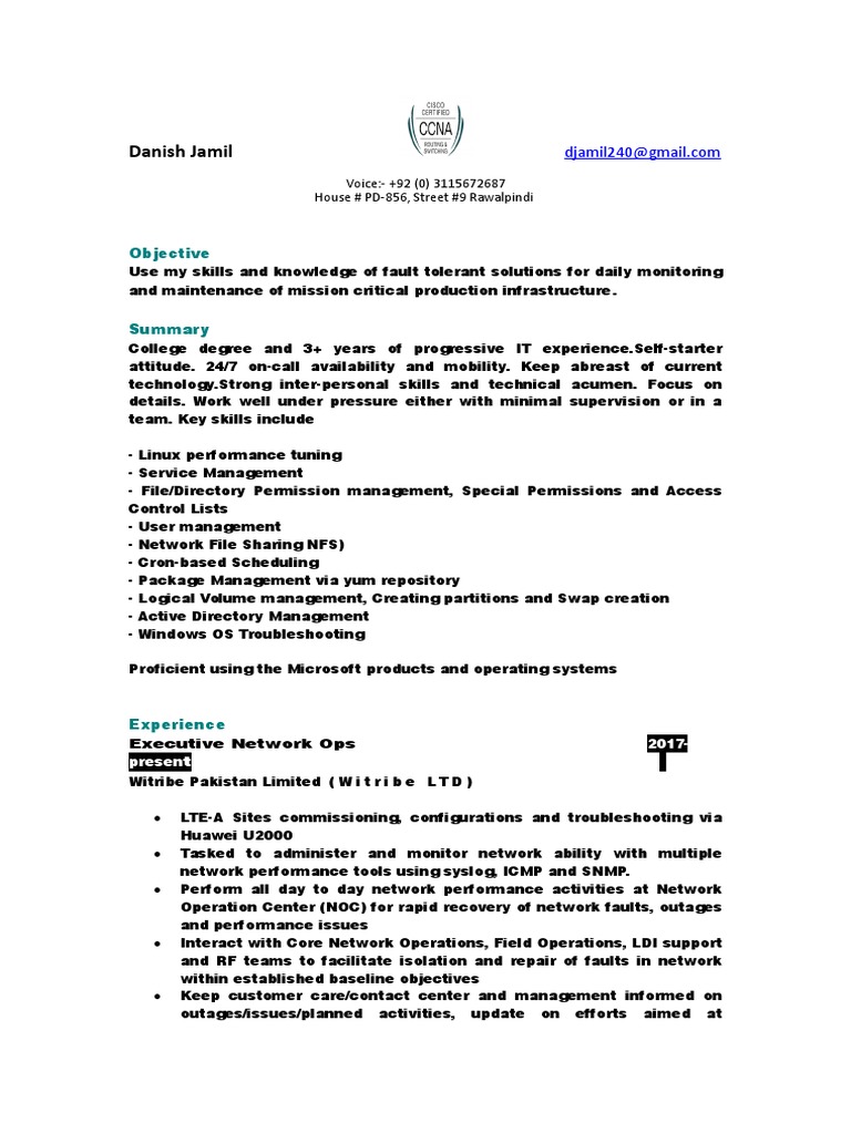 Danish Jamil Resume | PDF | Operating System | Active Directory