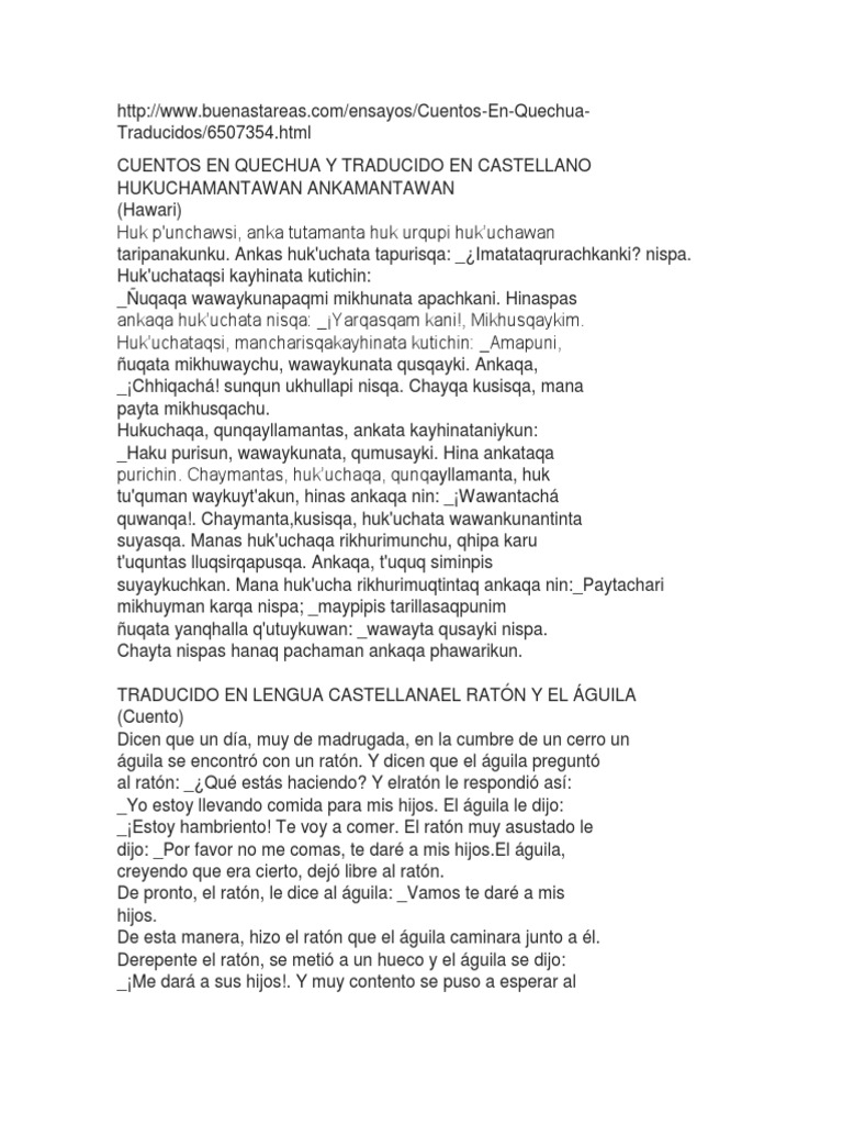 Cuentos en Quechua | PDF | Ocio