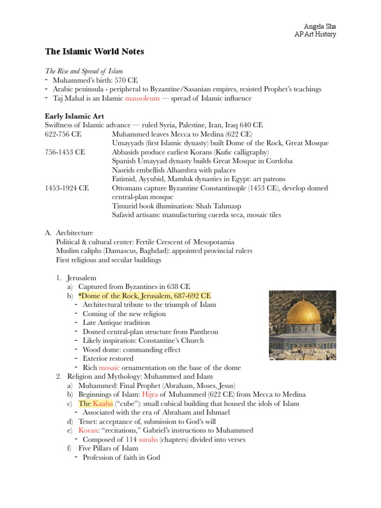 AP Art History Notes | PDF | Mosque | Tile