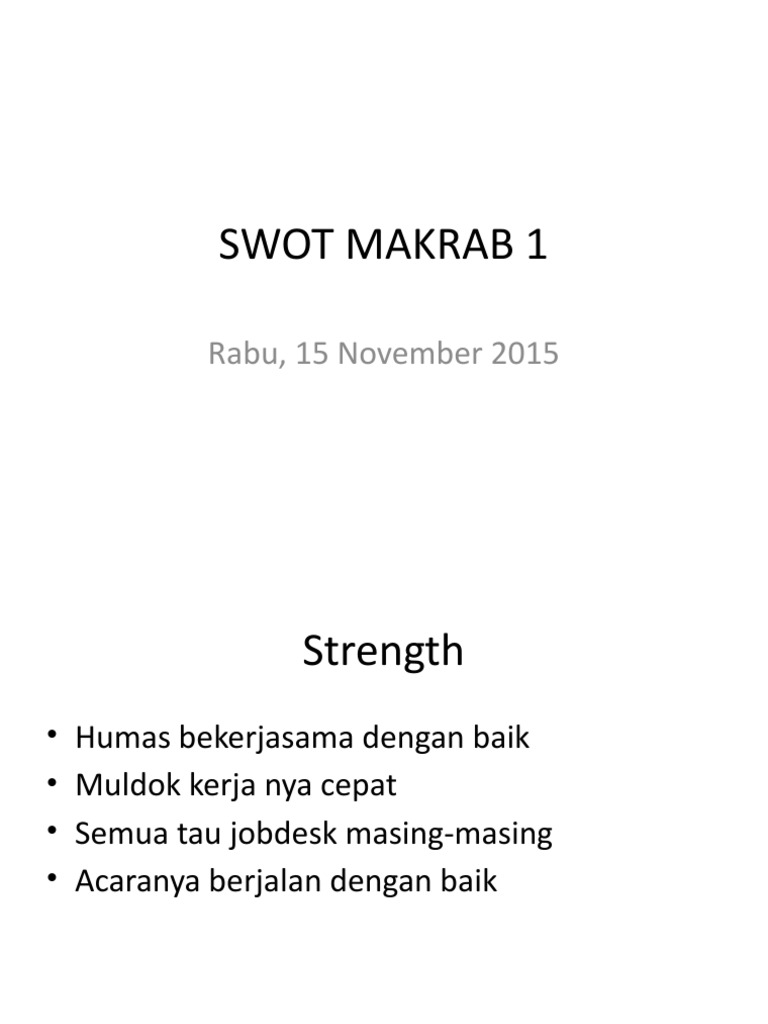 SWOT MAKRAB 1 | PDF