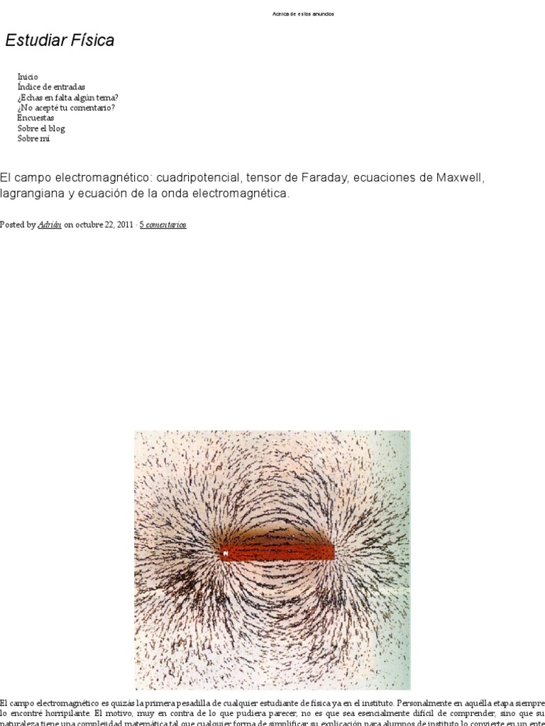 El Campo Electromagnético - Cuadripotencial, Tensor de Faraday ...