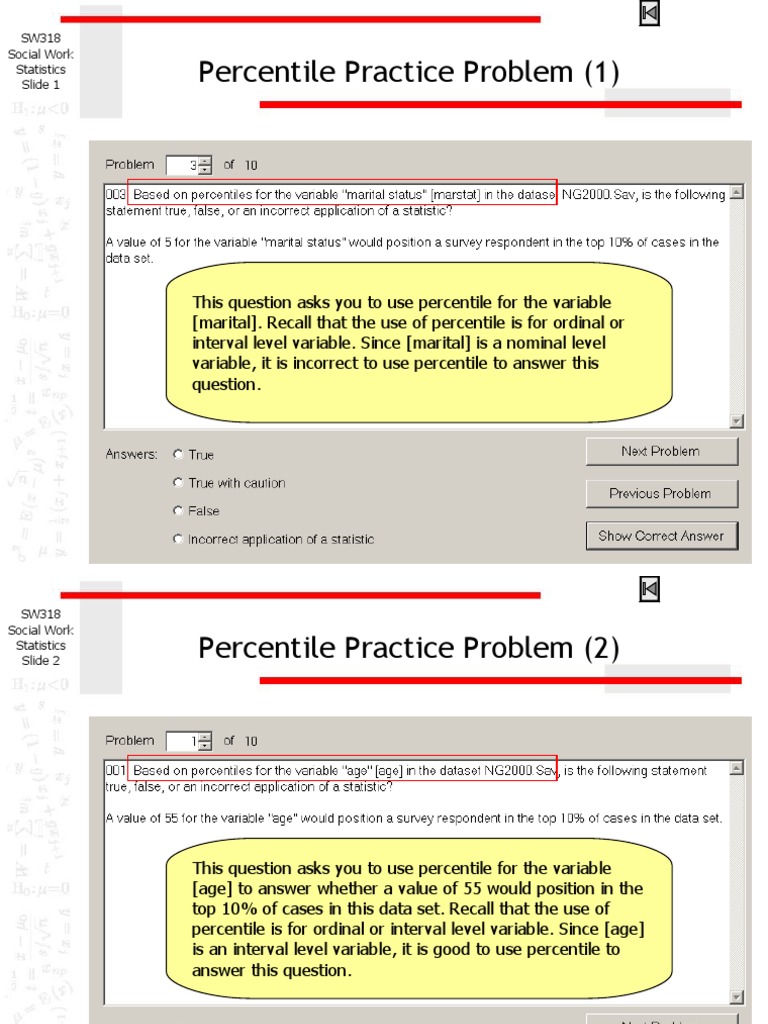 Percentile Practice Problem (1) : SW318 Social Work Statistics Slide 1 ...