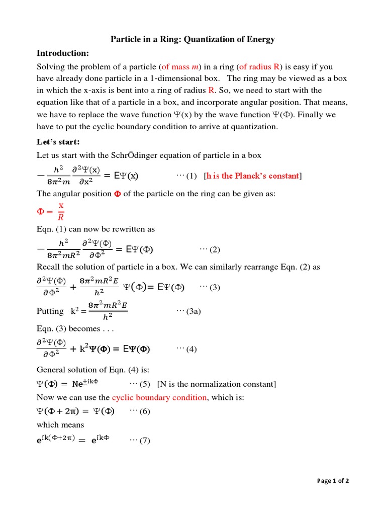 0 QM 02 Particle in A Ring | PDF | Scientific Theories | Particle Physics
