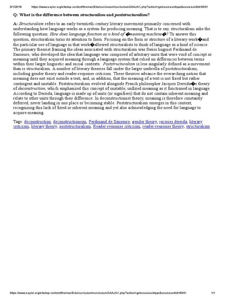 What Is The Difference Between Structuralism and Poststructuralism ...
