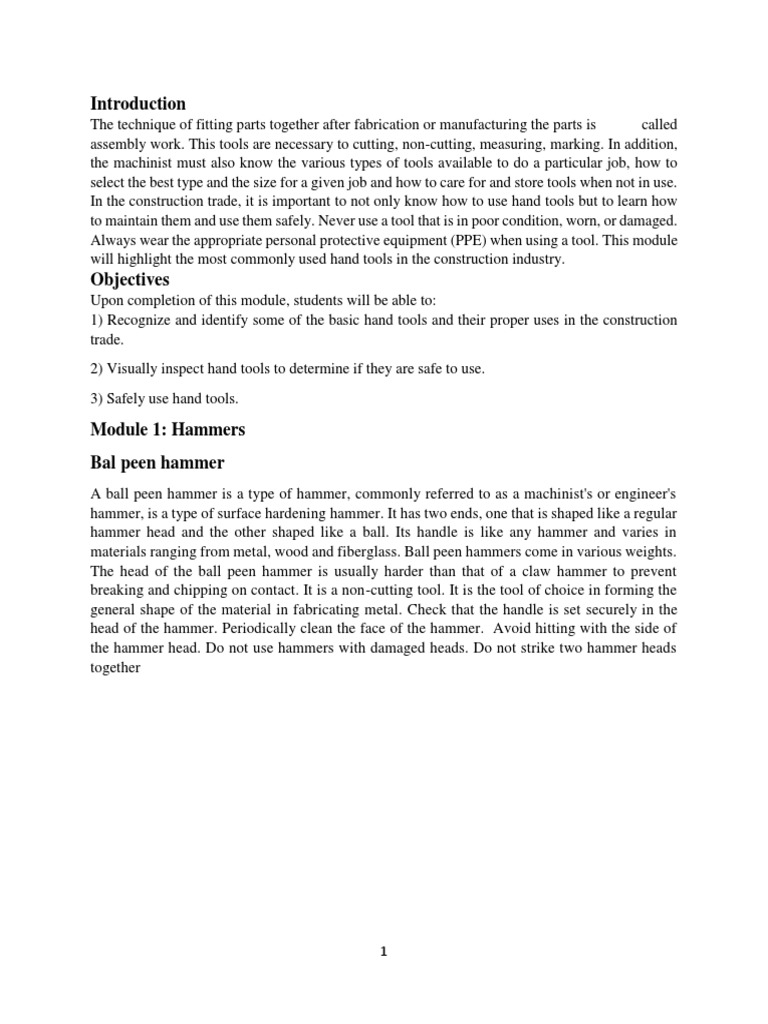 Ipe Lab Report 1-1 | Download Free PDF | Hammer | Screw