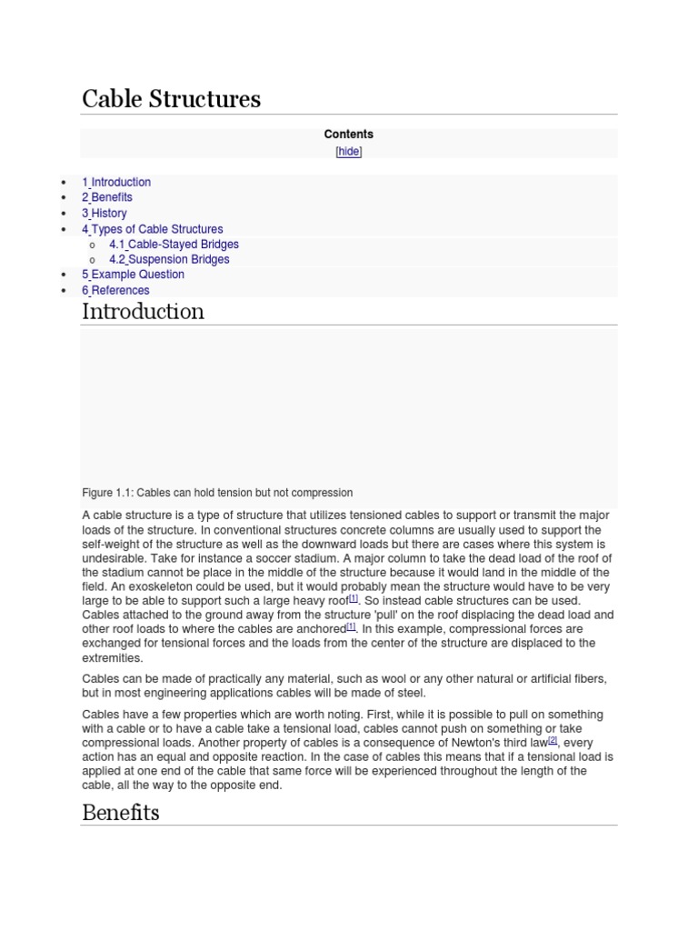 Cable Structures | PDF | Truss | Bridge