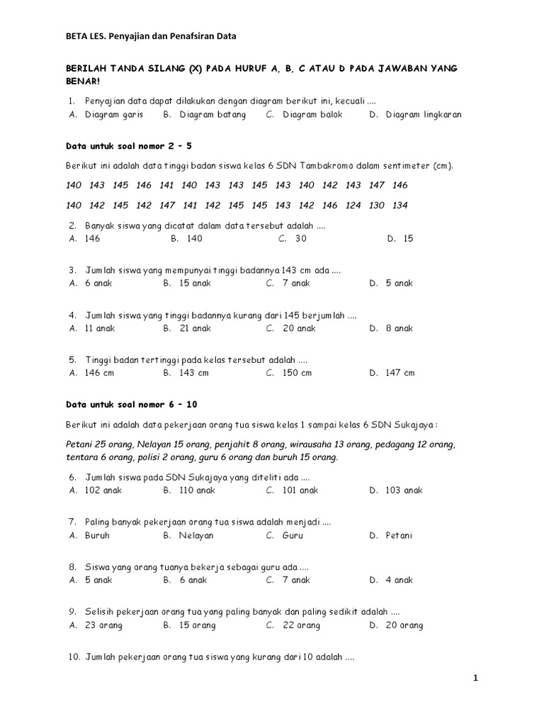 Penyajian Dan Penafsiran Data Kelas 5 Tematik | PDF