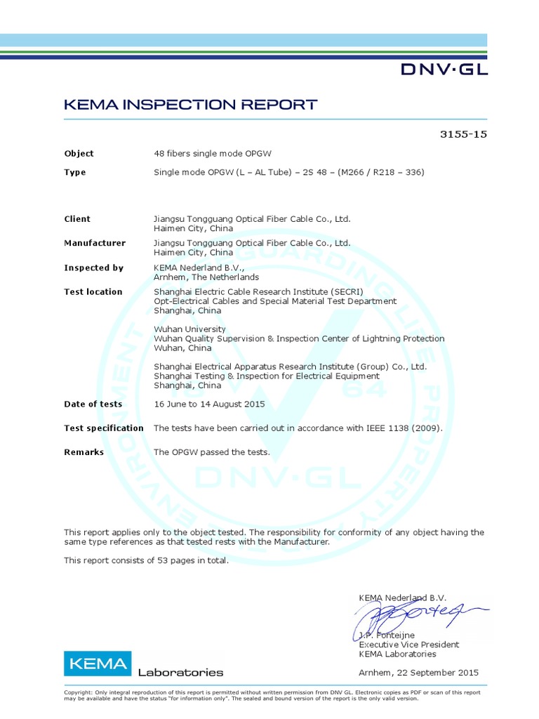 KEMA Report | PDF | Optical Fiber | Amplitude