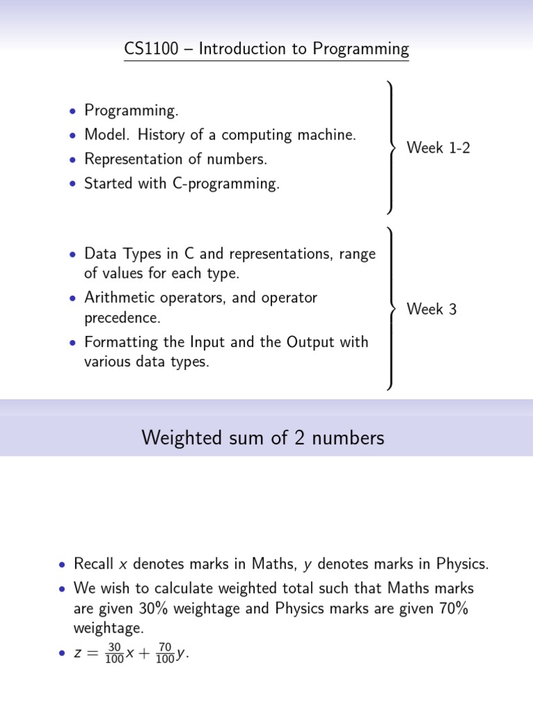 Cs1100 Introduction To Programming Download Free Pdf Integer Computer Science Data Type