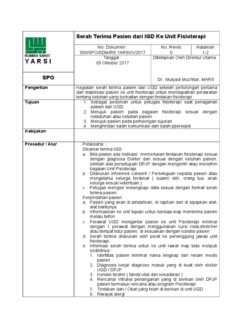 Alur Pelayanan UGD FISIOTERAPI | PDF | Pengembangan Diri | Kesehatan ...