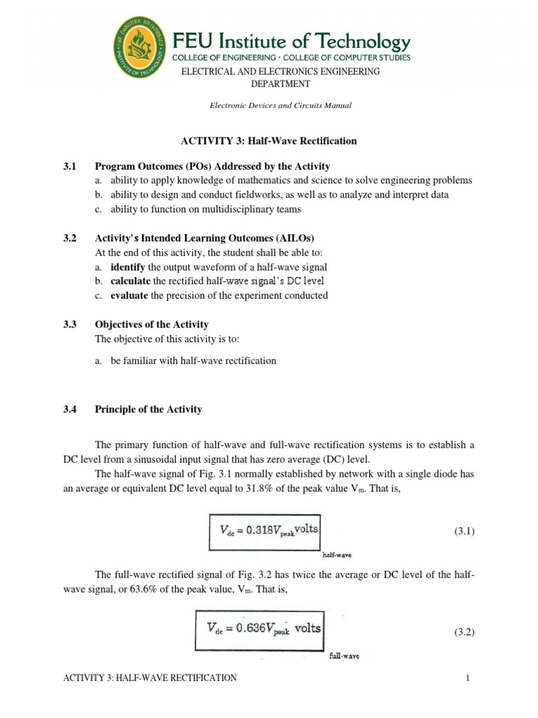 Lab Activity 3 | PDF | Rectifier | Diode