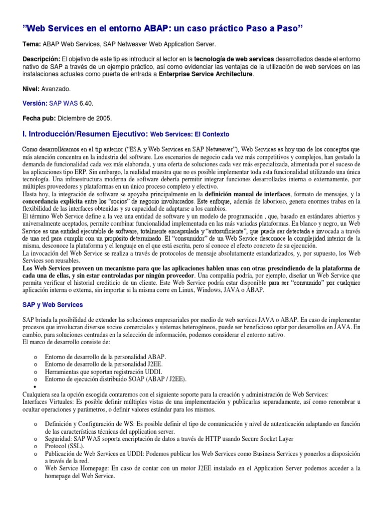 Web Services ABAP Paso A Paso | PDF | Sap Se | Java (lenguaje de programación)