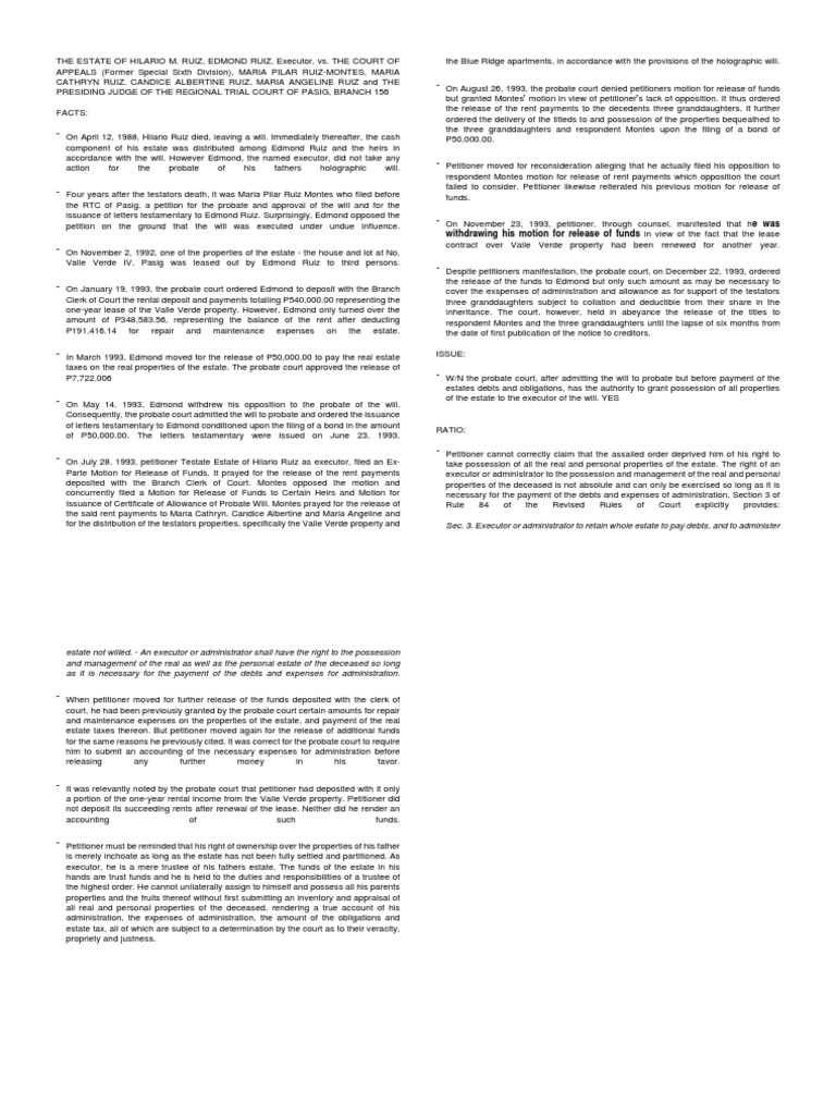 Probate Court Authority in Estate Management | PDF | Probate | Will And ...