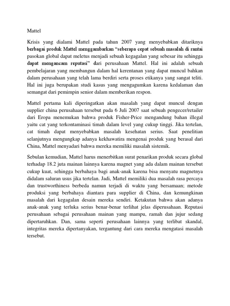 Case Study 2 Mattel | PDF