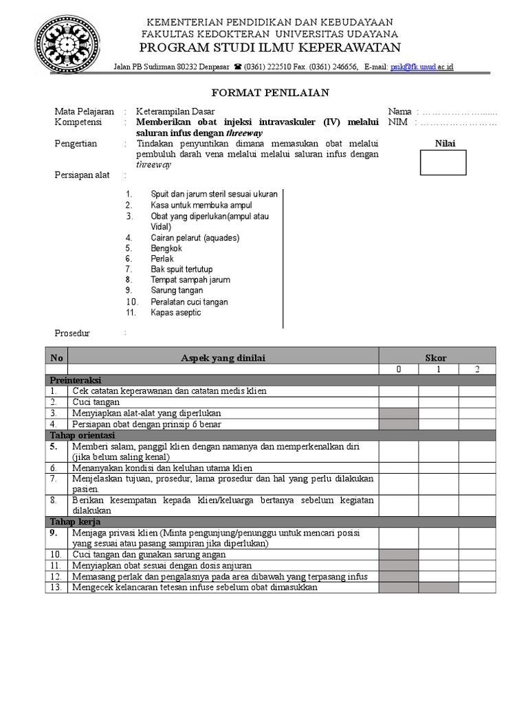 Sop Memberikan Obat Injeksi IV Perset | PDF