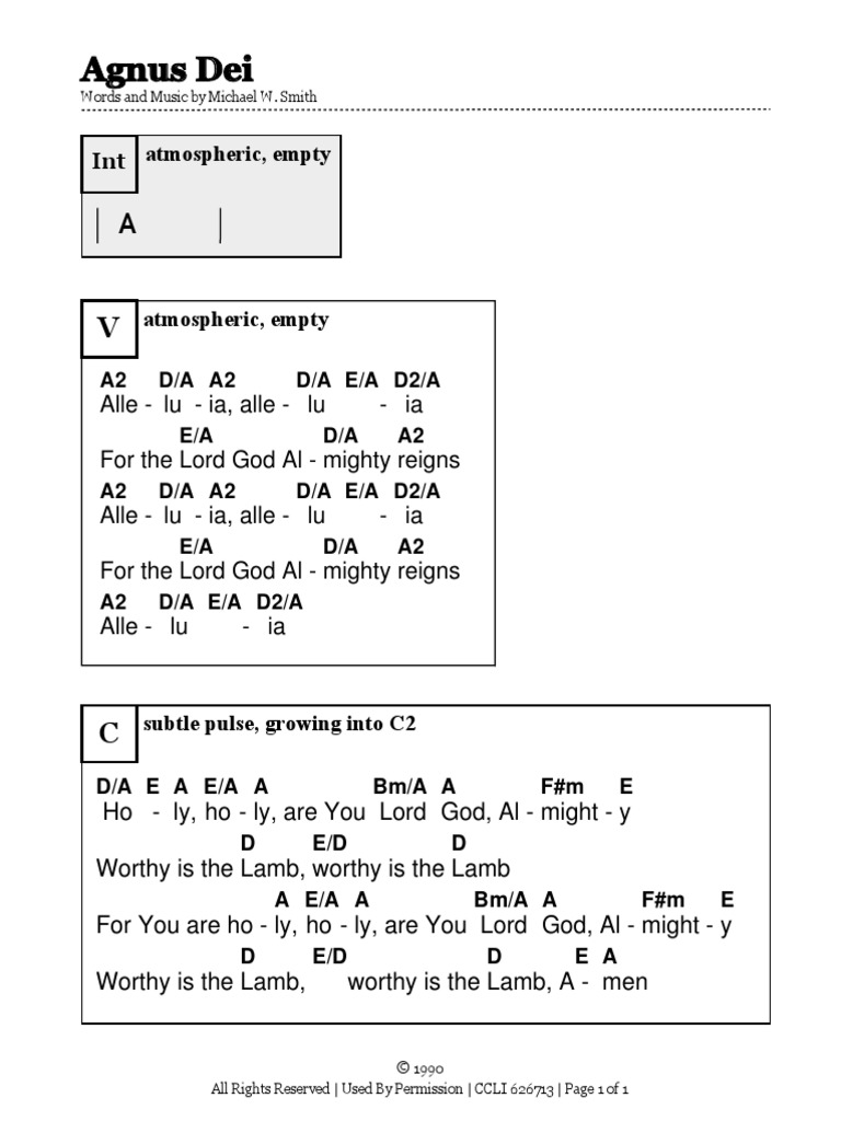 Agnus Dei - Chord Chart | Song Structure | Musical Compositions
