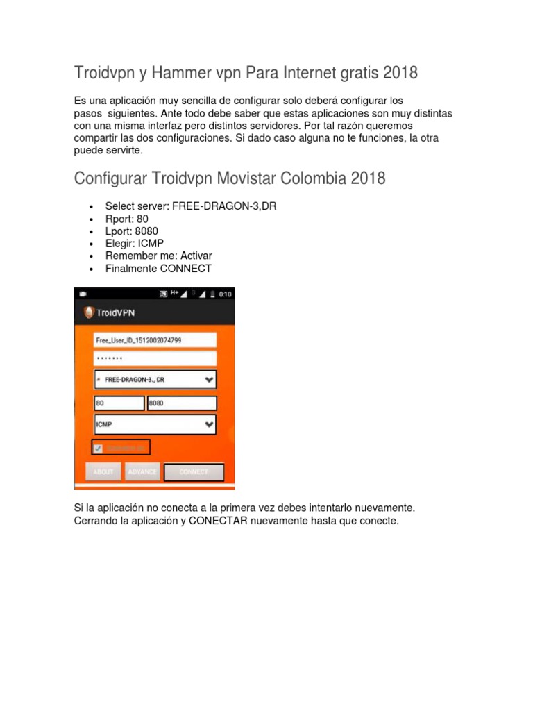 Troidvpn y Hammer VPN para Internet Gratis 2018 | PDF