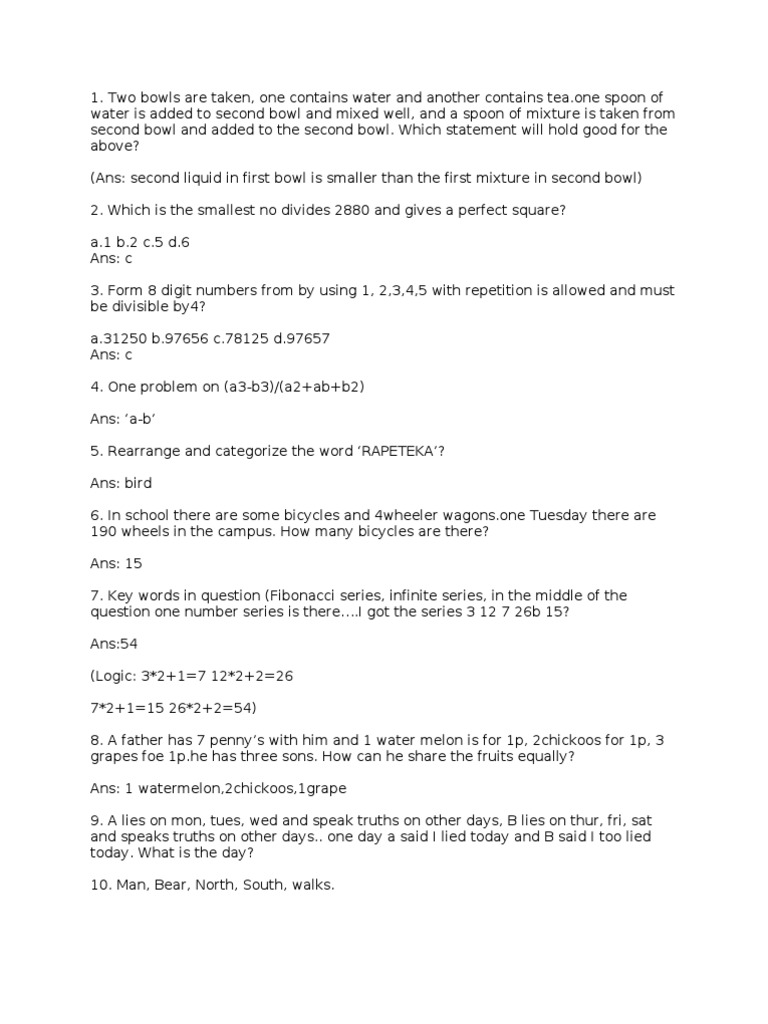 Tcs Question Paper | PDF | Test (Assessment) | Question