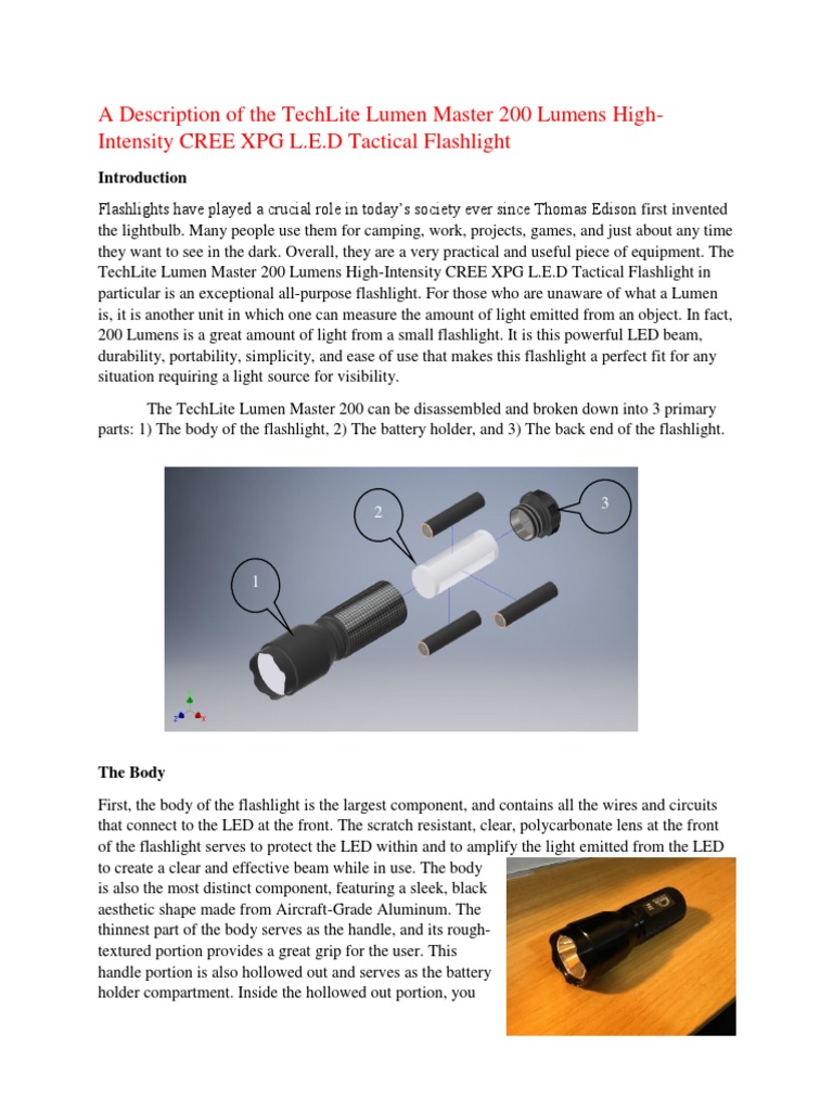 Technical Description and Specification-3 | PDF | Flashlight | Electricity