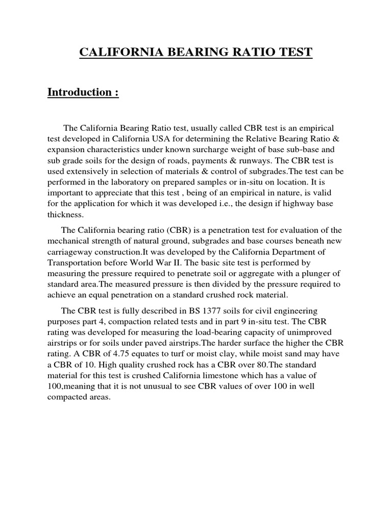CBR Lab Report | PDF | Civil Engineering | Engineering