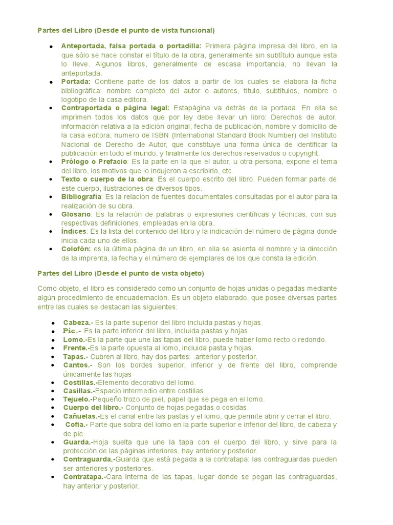 Partes Del Libro | PDF | Libros | Publicación