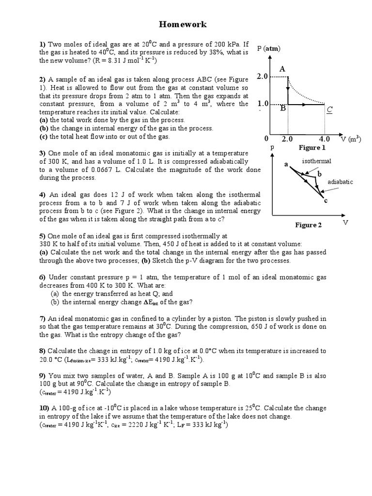 Homework 2015 | PDF | Gases | Heat