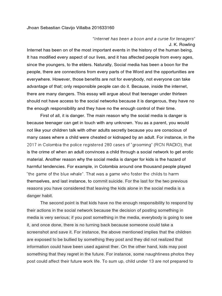 Essay about social media | Adolescence | Digital & Social Media