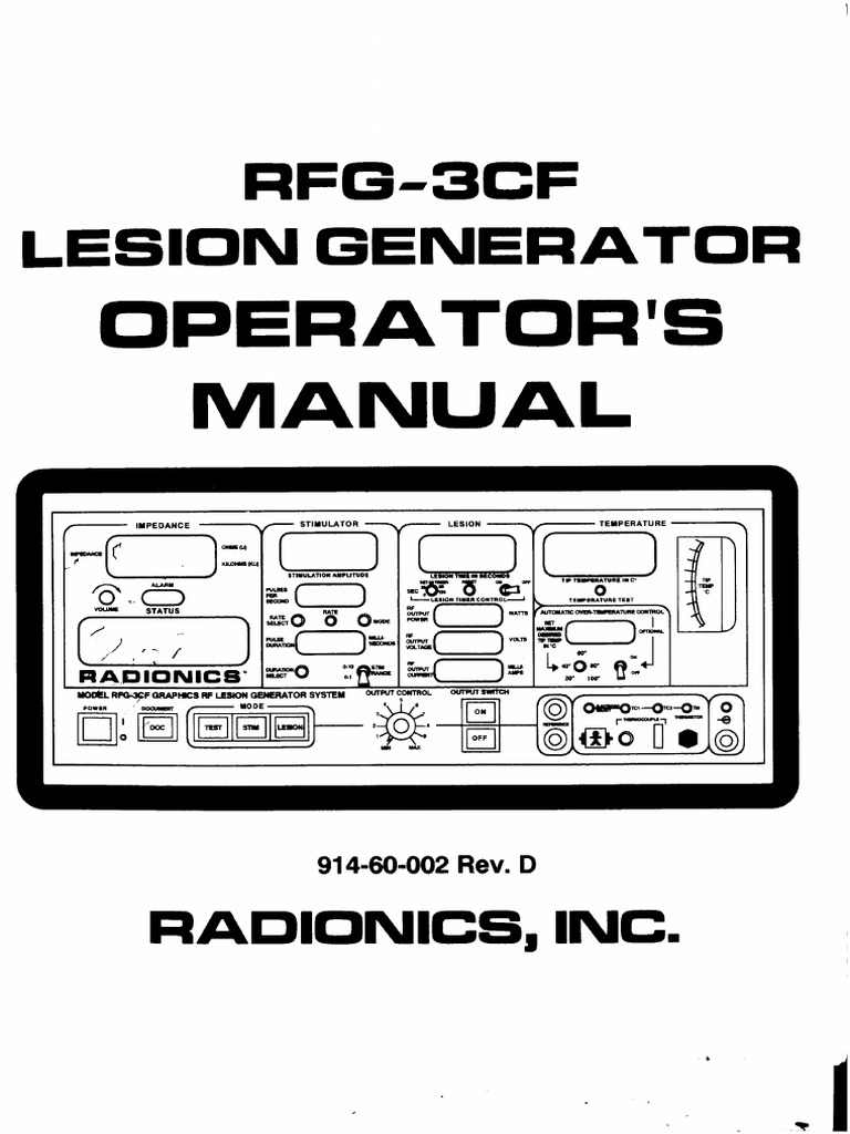 Radionics - RFG-3CF Lesion Generator - Operators Manual | PDF