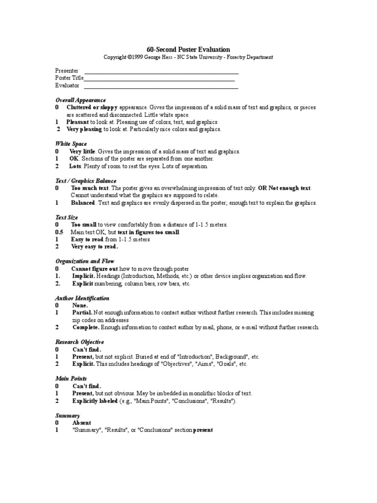 60 Second Poster Evaluation | PDF