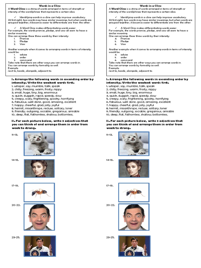 Cline Words With Answers | PDF | Syntax | Linguistic Typology