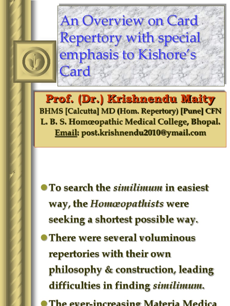 Card Repertory | Homeopathy | Medicine