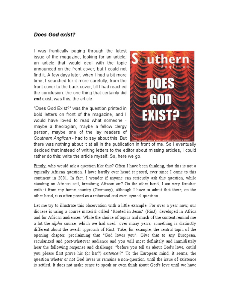 Does God Exist | PDF | Existence | Philosophy