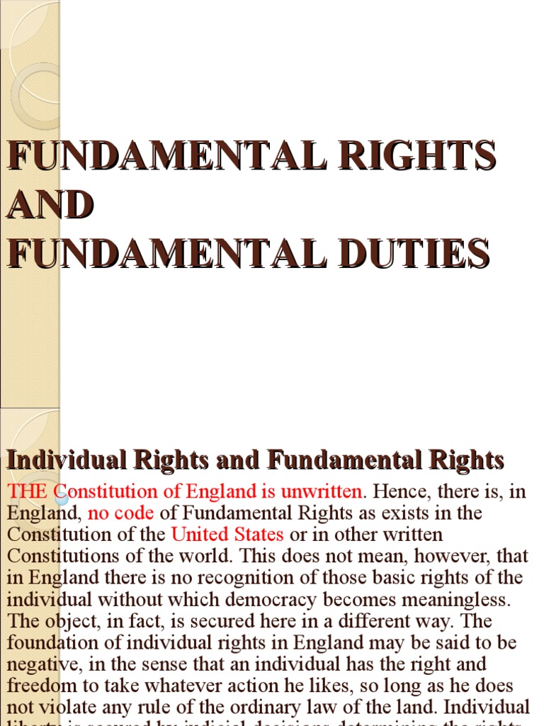 Fundamental Rights AND Fundamental Duties | PDF | Constitution | United ...