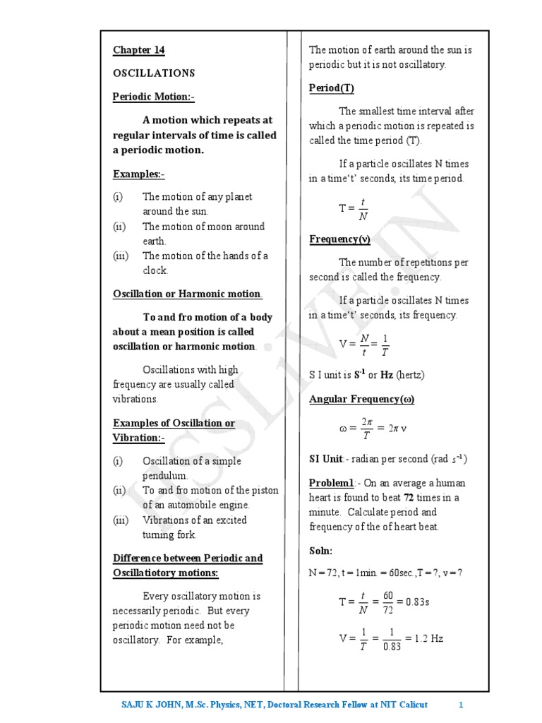 Chapter 14 - Oscillations | PDF | Resonance | Pendulum