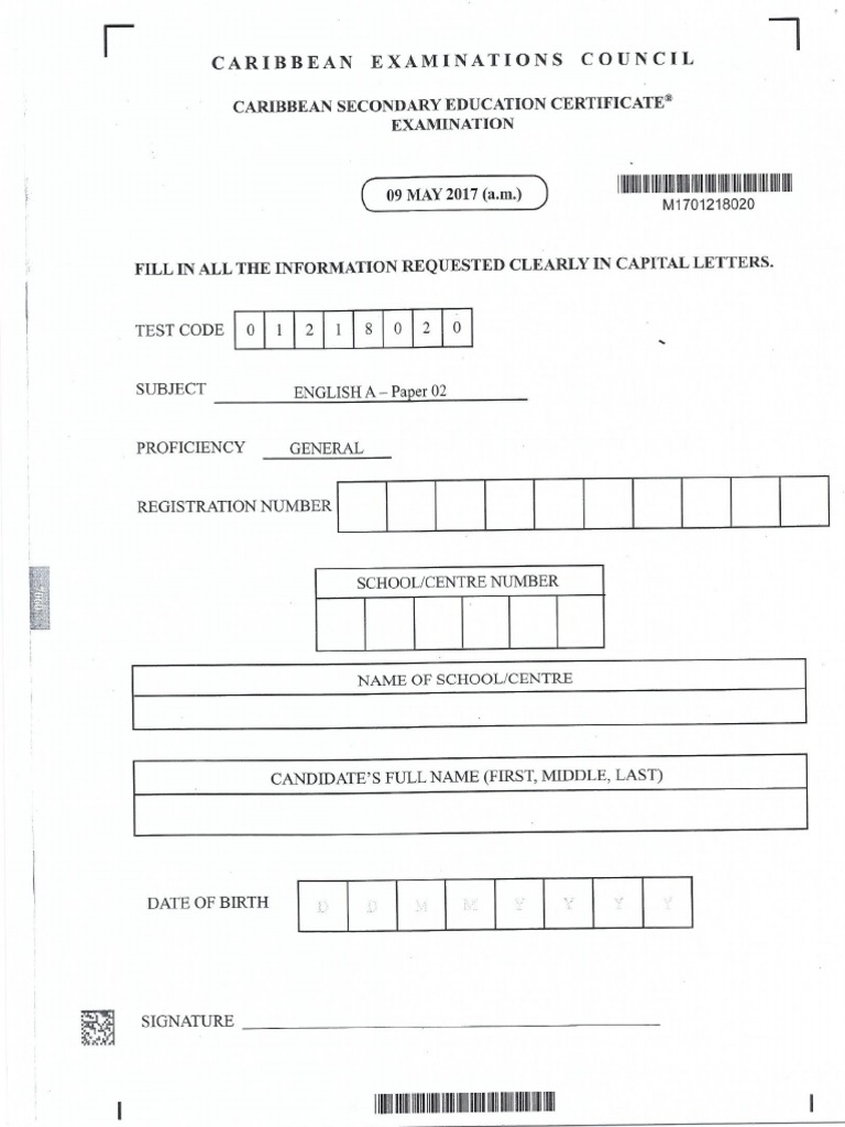 Csec English A p02 May 2017 | PDF