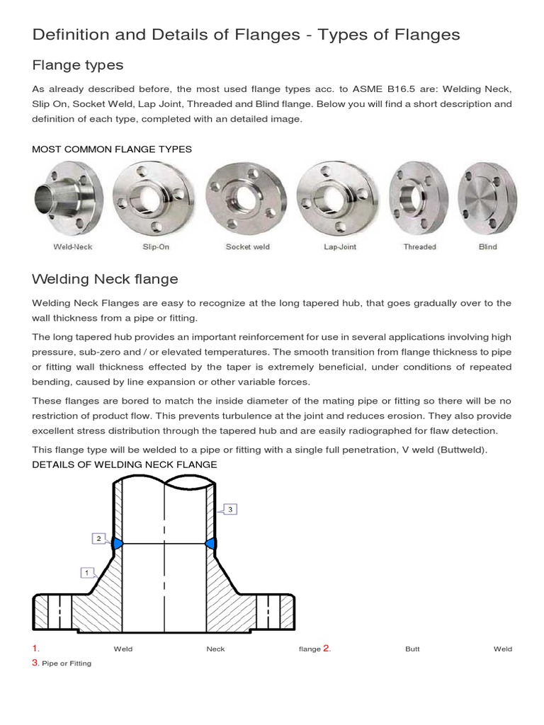 Definition and Details of Flanges | PDF | Pipe (Fluid Conveyance ...
